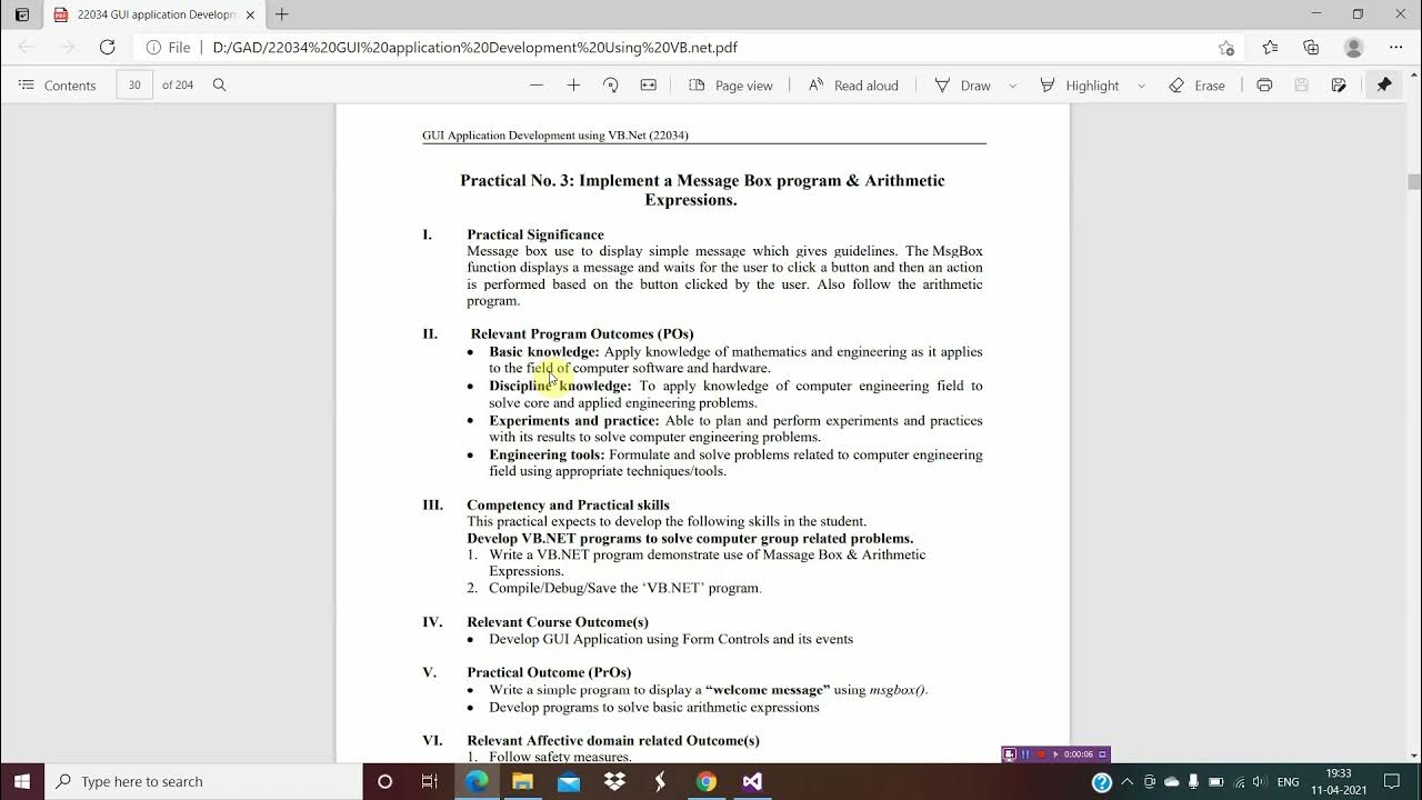 Implementation of MsgBox() and InputBox() in VB.net | Arithmatic Operations | GAD(22034) - YouTube