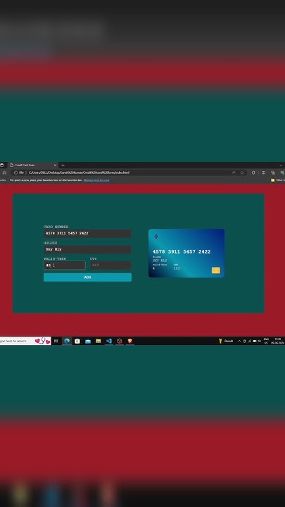 Credit Card Form Using Html Css And Javascript Coding Programming Youtube