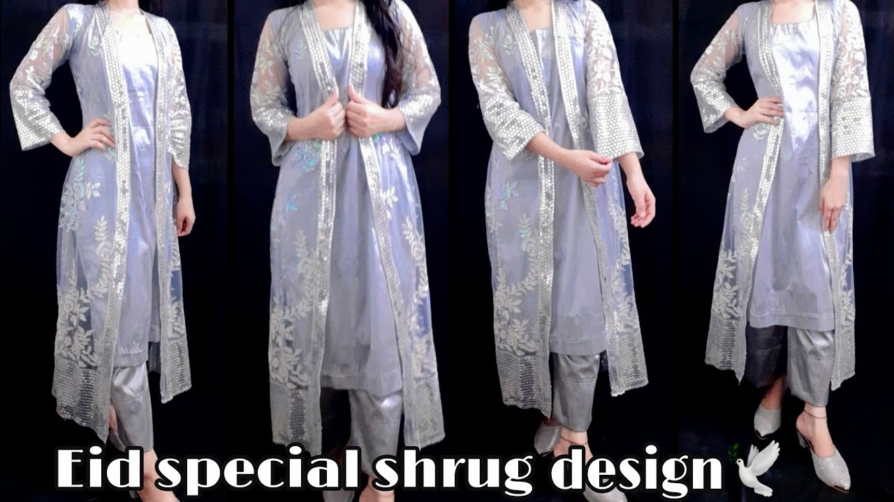 Eid special💫Net Shrug/Long Jacket/Koti Cutting and Stitching|Front Open ...