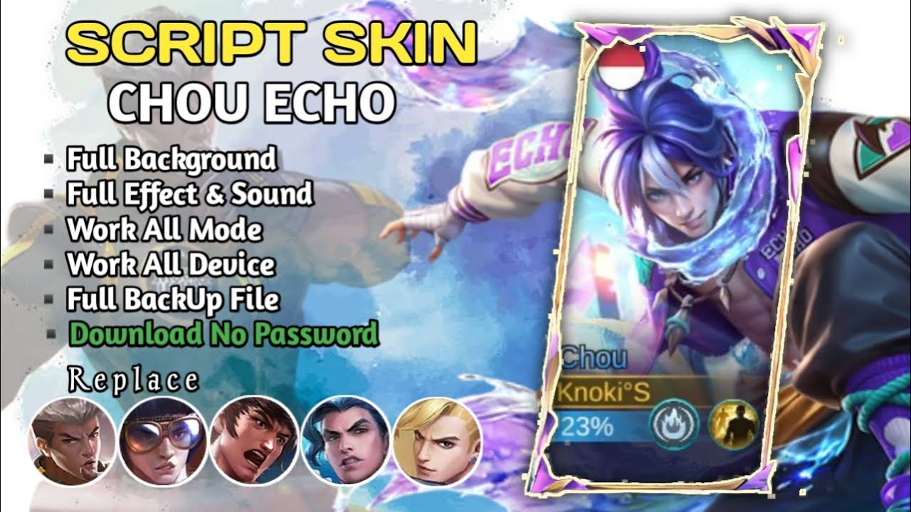 SCRIPT SKIN CHOU CHAMPION ECHO [NO PASSWORD] PATCH TERBARU | FULL EFFECT & SOUND - YouTube