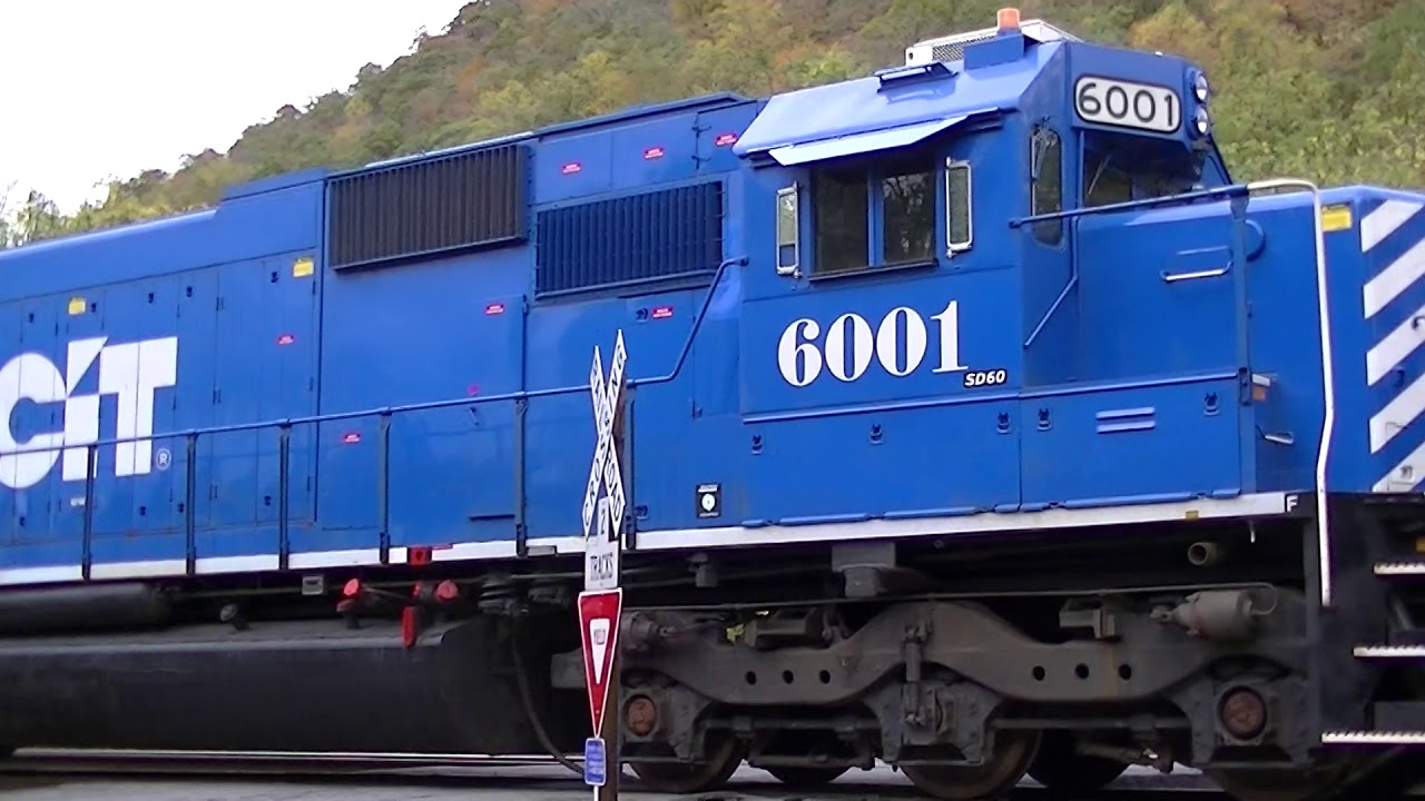 CIT SD60 Trails on NS 18M after Stop at Elliston - YouTube
