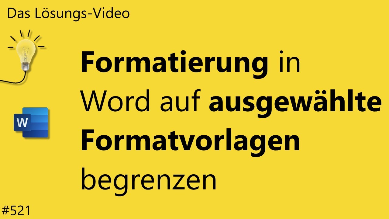 Das #Lösungsvideo 521: Formatierung in Word auf ausgewählte ...