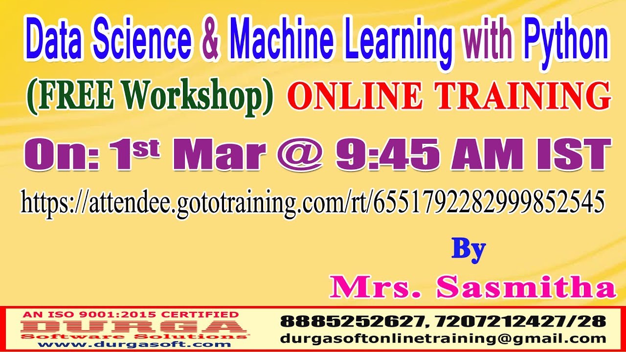 DATASCIENCE & MACHINE LEARNING with PYTHON (FREE Workshop) Online ...