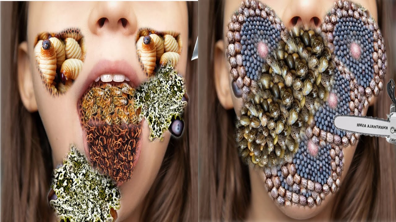 ASMR removal scorpion & trypophobia infected mouth | ASMR face treatment | ASMR 2d deep ...