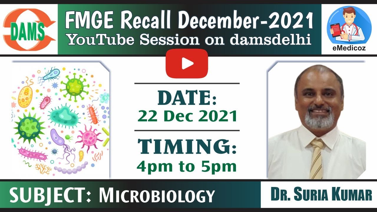FMGE Dec 2021 Recall | Microbiology I Dr J Suria Kumar - YouTube