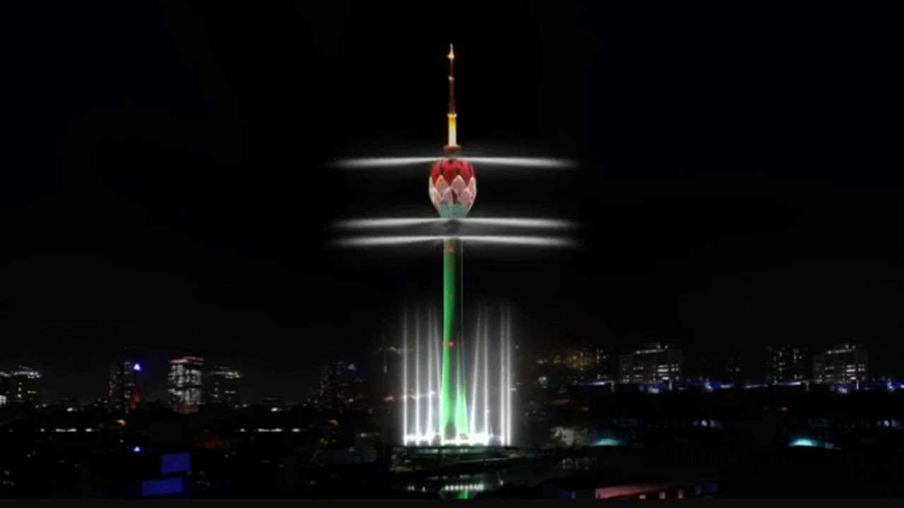 Night view of lotus tower in colombo - YouTube