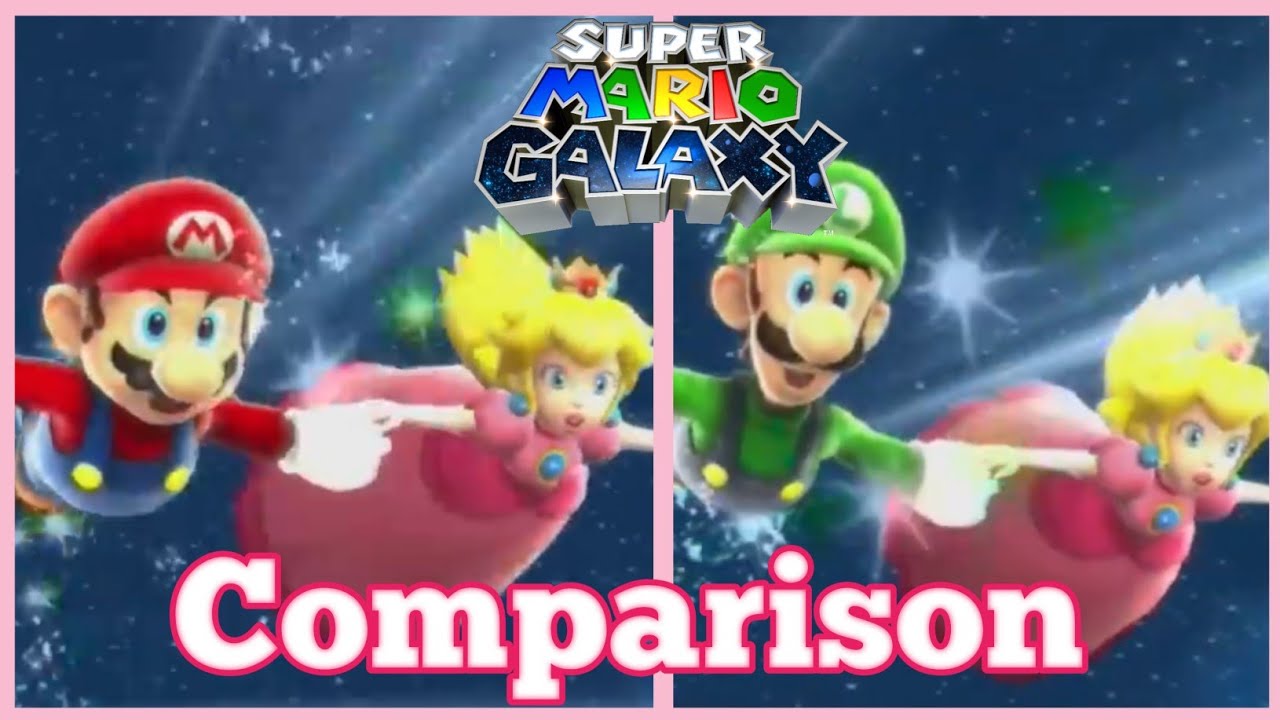 Super Mario Galaxy | Peach ending cutscene | Mario&Luigi comparison ...