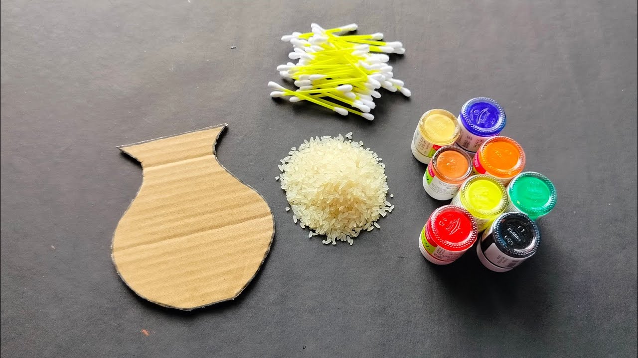 Beautiful Wall Hanging Craft Using Cardboard and rice|| Best out of ...