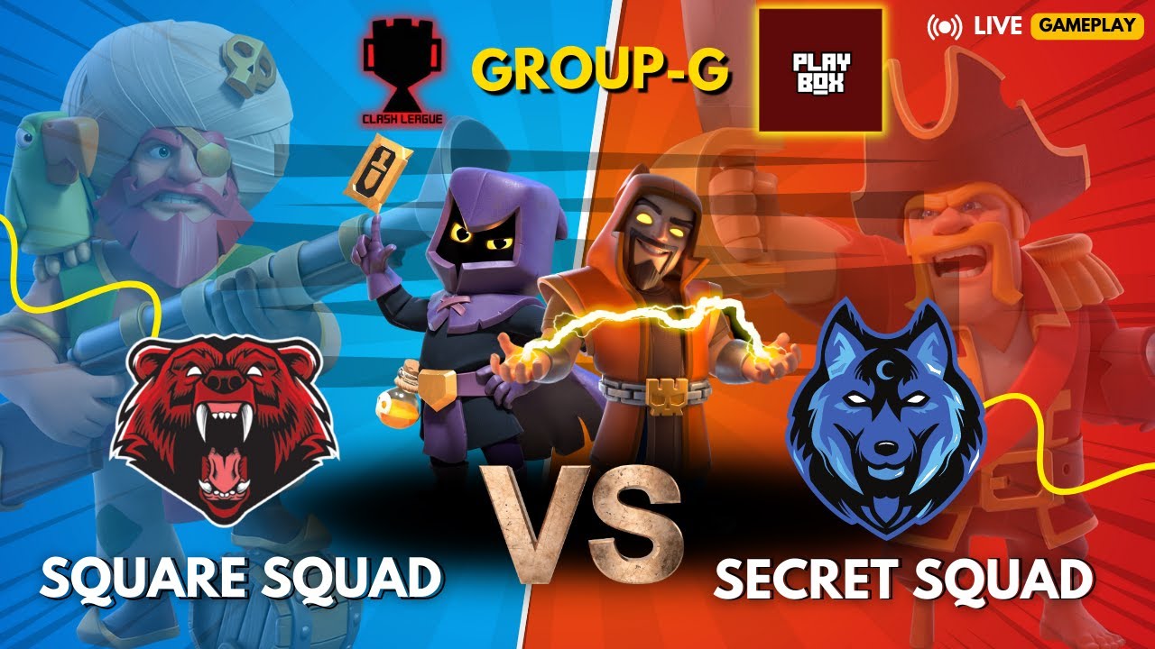 CLASH LEAGUE (SQUARE SQUAD vs SECRET SQUAD) CLASH OF CLANS - YouTube