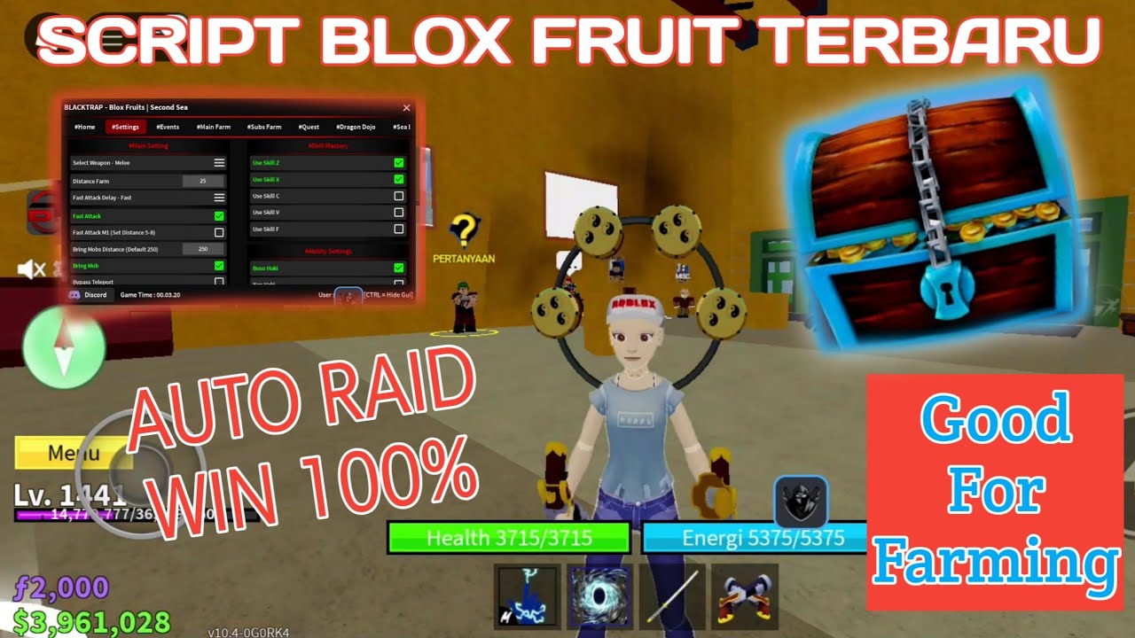 ⭕ SCRIPT TERBARU BLOX FRUITS‼ AUTO FARMING LEVEL, AUTO CHEST DAN AUTO ...