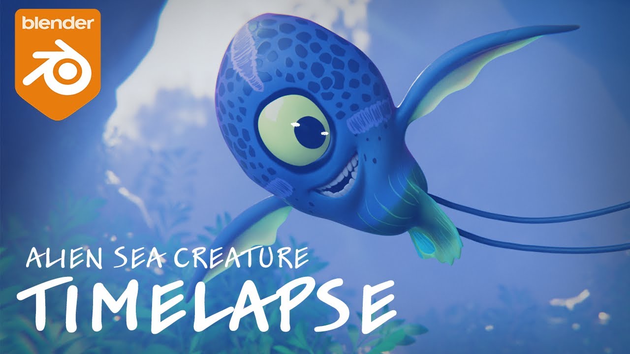Blender: Blue Alien Sea Creature Timelapse - YouTube