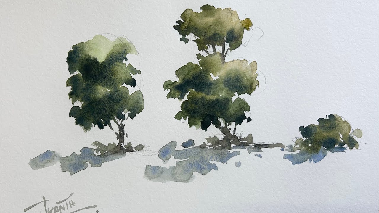 How to make trees in watercolour||Best way to draw tree in watercolour ...