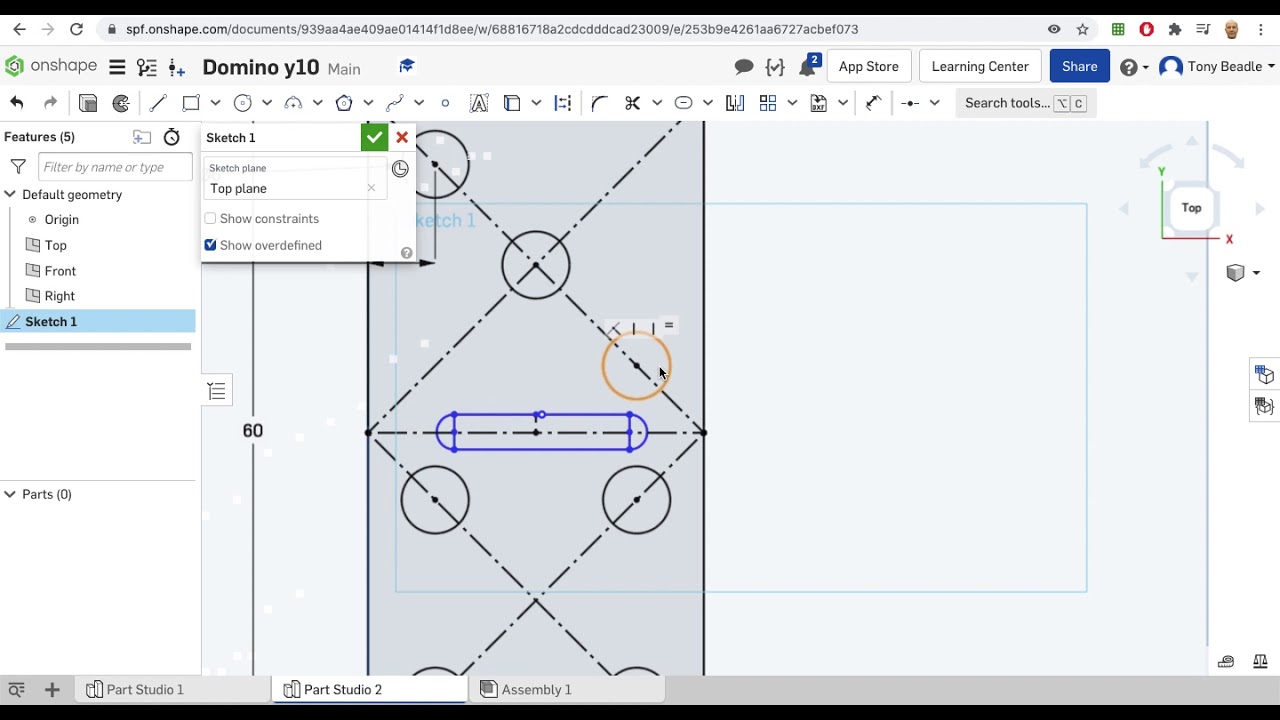 Creating a domino in OnShape PC/Mac - YouTube