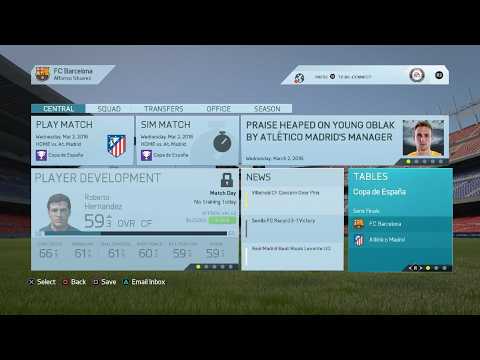 FIFA 16 Manager Career Mode Barcelona vs Sevilla