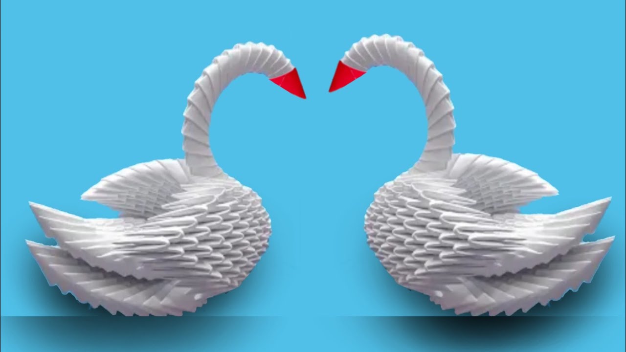 how to make swan 3D origami v2 easy - YouTube