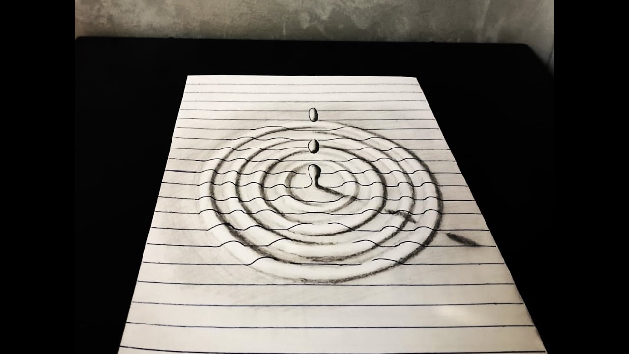 How To Draw 3D Water Drop Illusion On Paper For Beginners | Anamorphic ...
