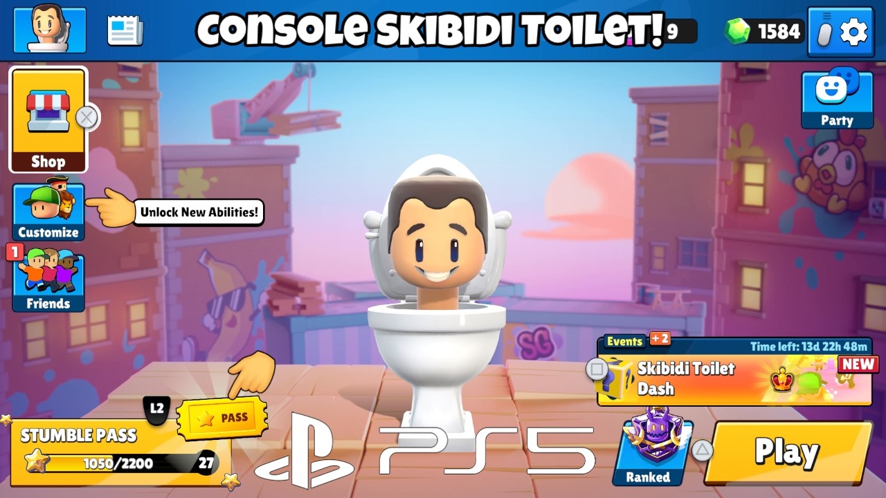 Stumble Guys x Skibidi Toilet PS5 Console Gameplay + Skibidi Toilet ...
