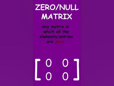 ZERO MATRIX |NULL MATRIX |TYPES OF MATRICES| #shorts #zeromatrix # ...