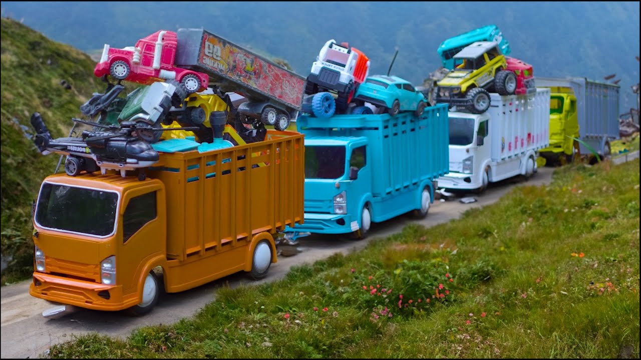 Mobil Truk Tronton Panjang Penuh Mobil Mobilan, Excavator, Truk Tangki ...