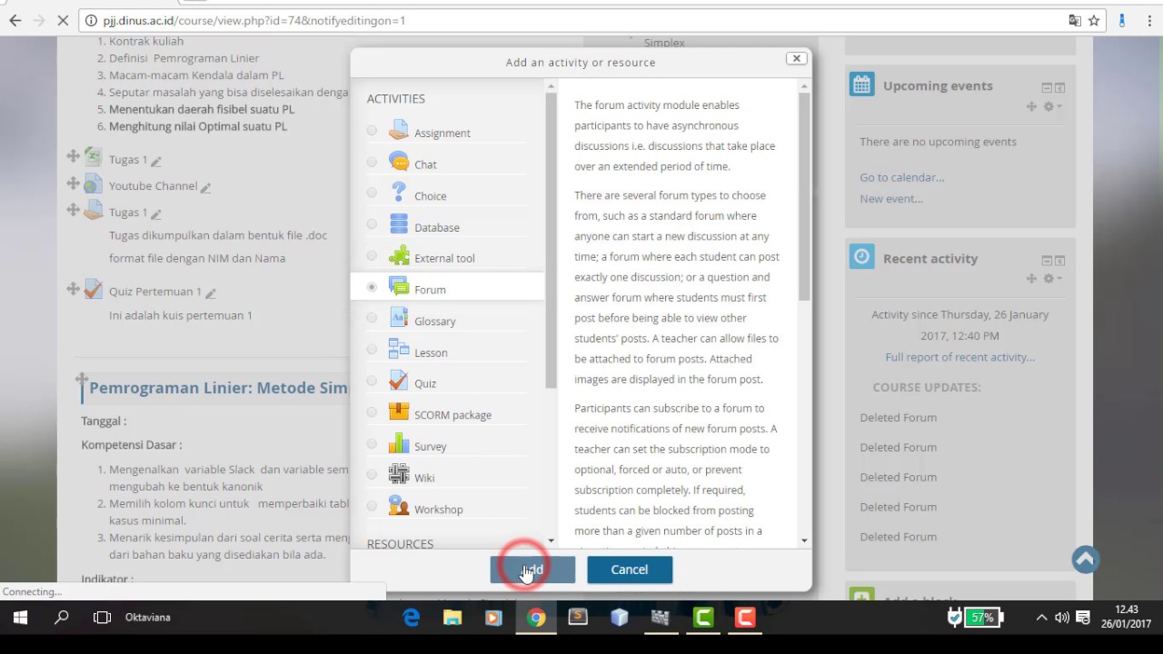 Membuat Forum Diskusi pada Moodle - YouTube