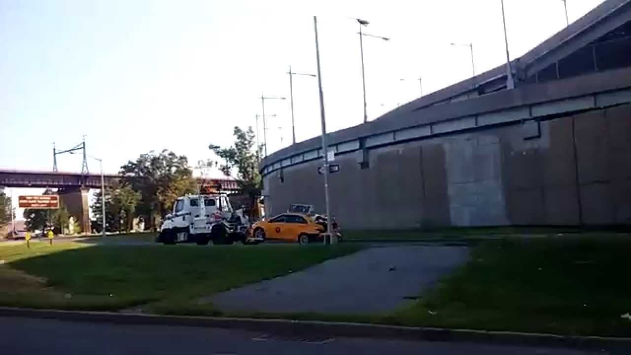 MTA TBTA Towing A NYC T&LC Yellow Cab Involved In An Accident On The ...