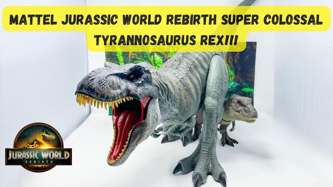 MATTEL JURASSIC WORLD REBIRTH SUPER COLOSSAL TYRANNOSAURUS REX UNBOXING ...