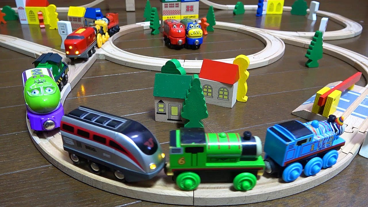 Thomas & Chuggington Wooden Railway. run through a small town. - YouTube