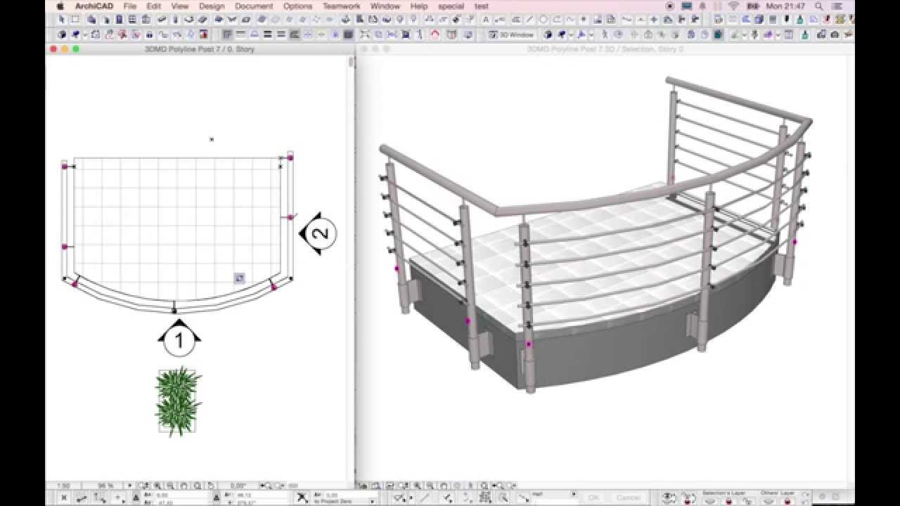 3DMD Polyline Rail Cable - Archicad BIM Railings Tool - YouTube