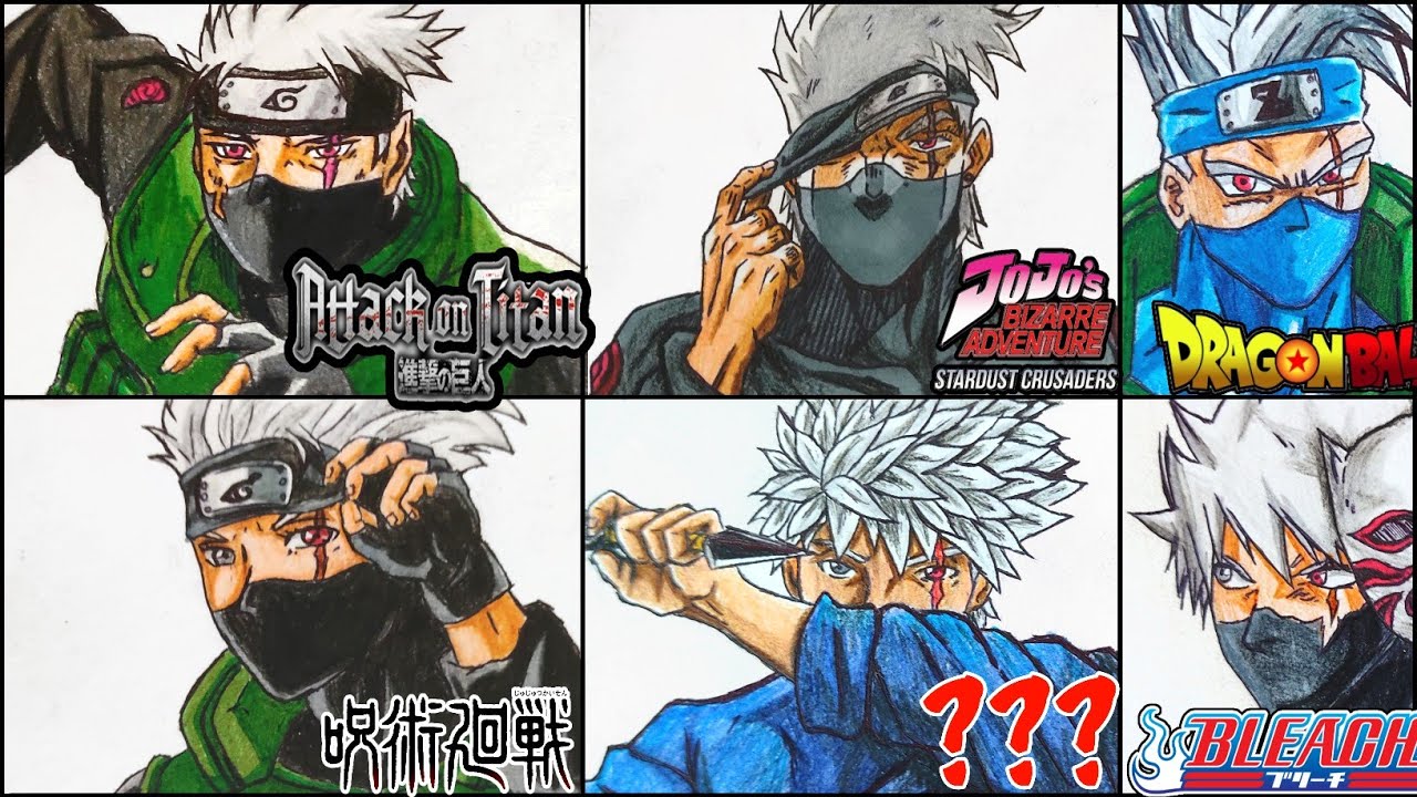 Drawing Kakashi in different anime styles | Drawing in different anime ...