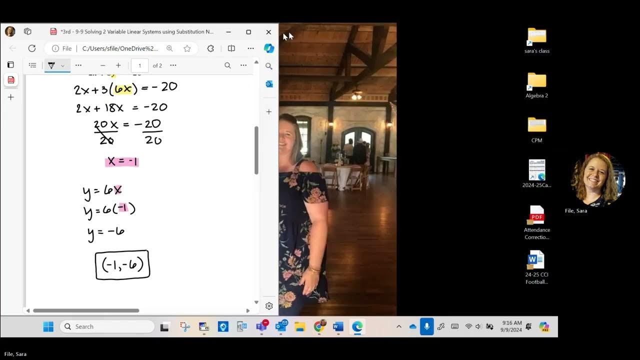 9-9 Solving 2-variable systems of equations by substitution Notes - YouTube