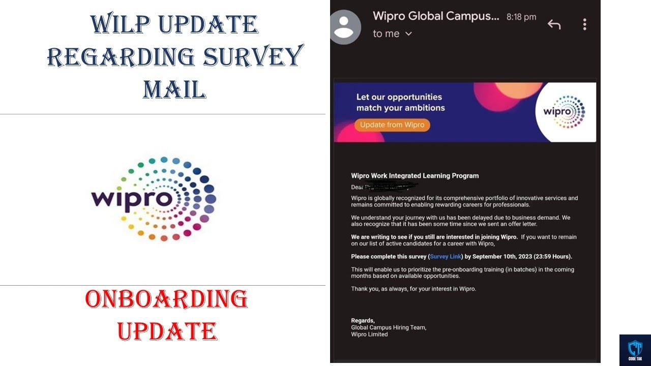 WIPRO WILP ONBOARDING UPDATE || WILP ONBOARDING UPDATE REGARDING SURVEY ...