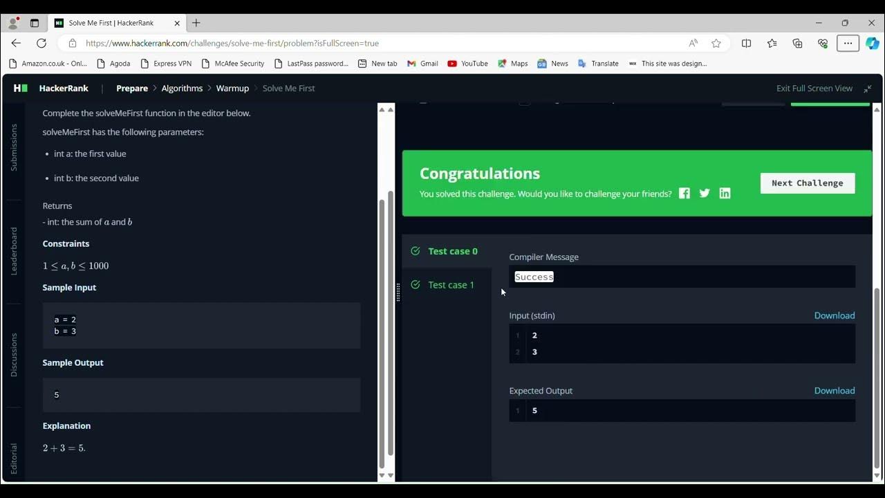 Problem Solving Hackerrank Daily Hit A 3 Solve Me First Youtube