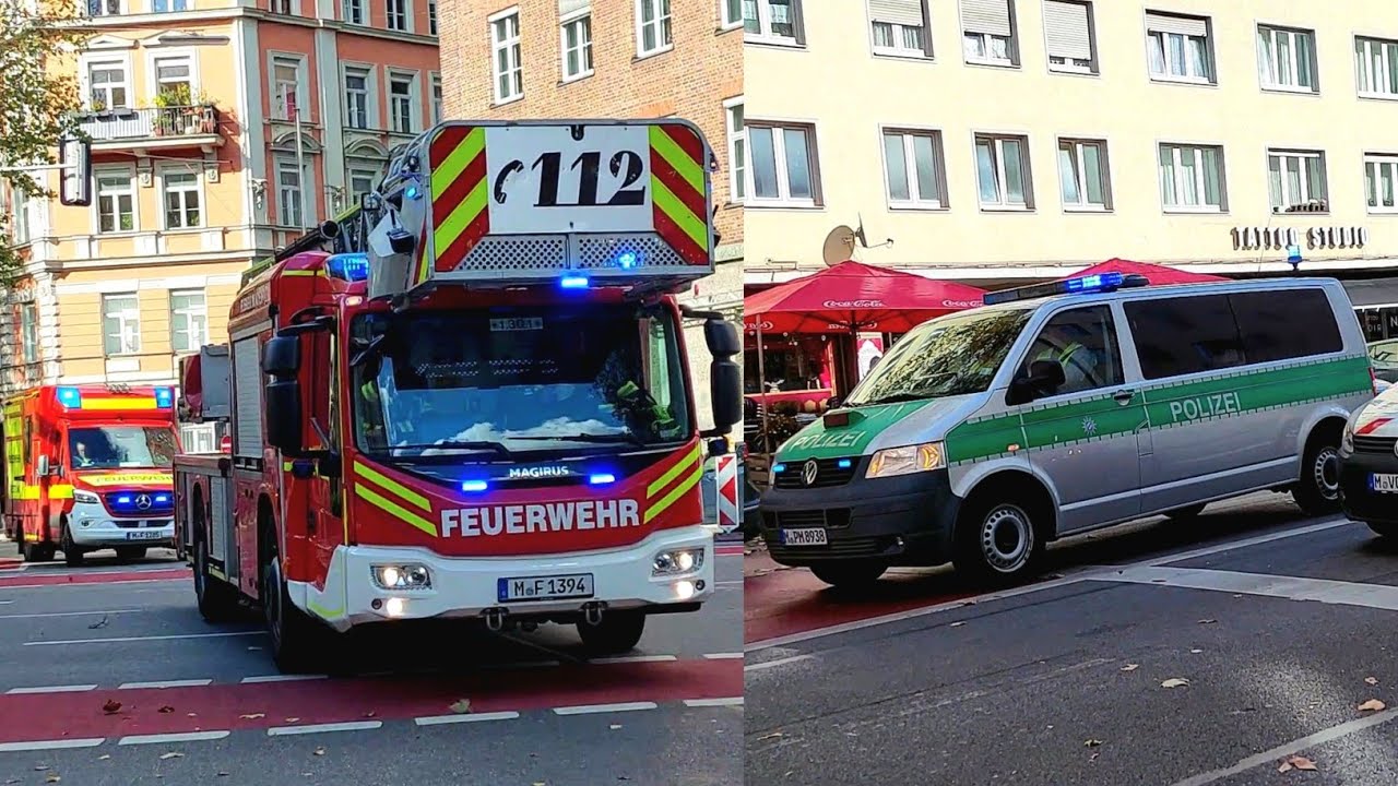 GefKW Polizei + DLK & RTW BF München FW1 Mitte - YouTube
