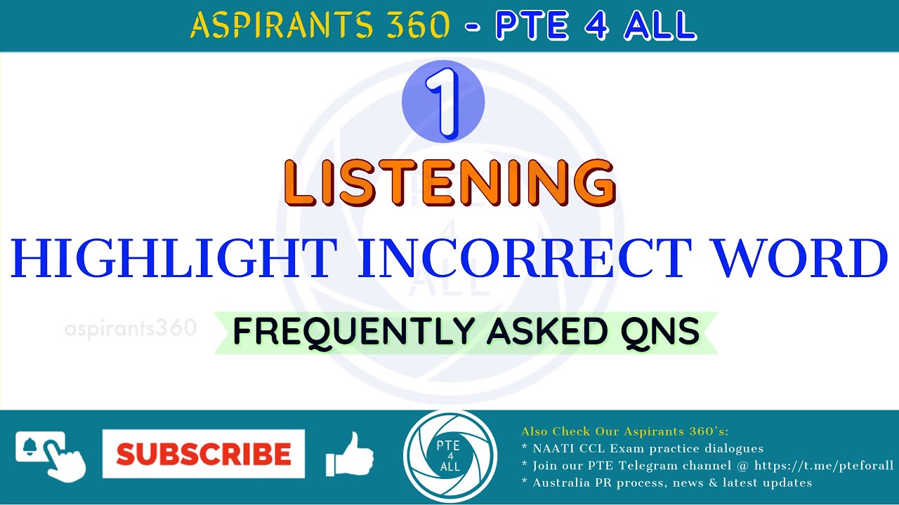 1 - PTE EXAM - LISTENING - HIGHLIGHT INCORRECT WORD (HIW)-Free Practice ...