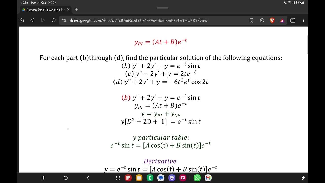 Mathematics Engineering: Solving Second-Order Differential Equations ...