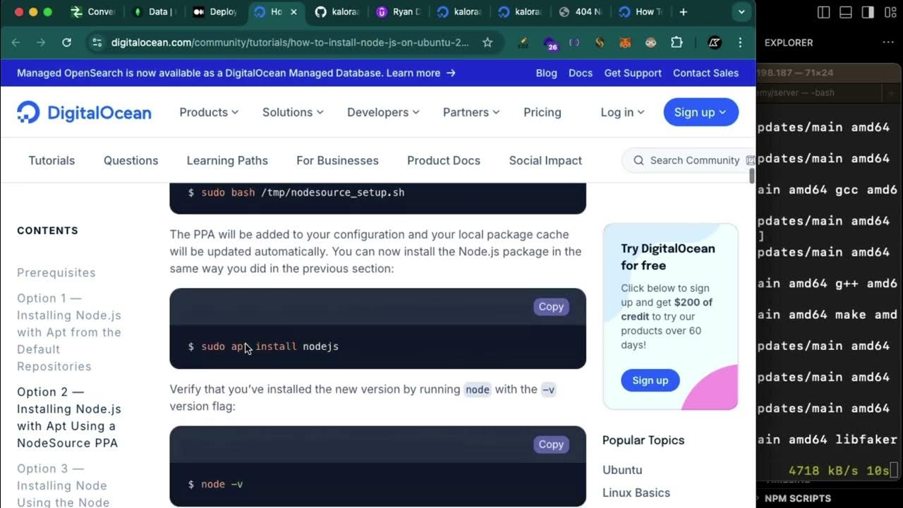 Deploy Node Js API to Digital Ocean Cloud Servers (Step 3 - Install ...