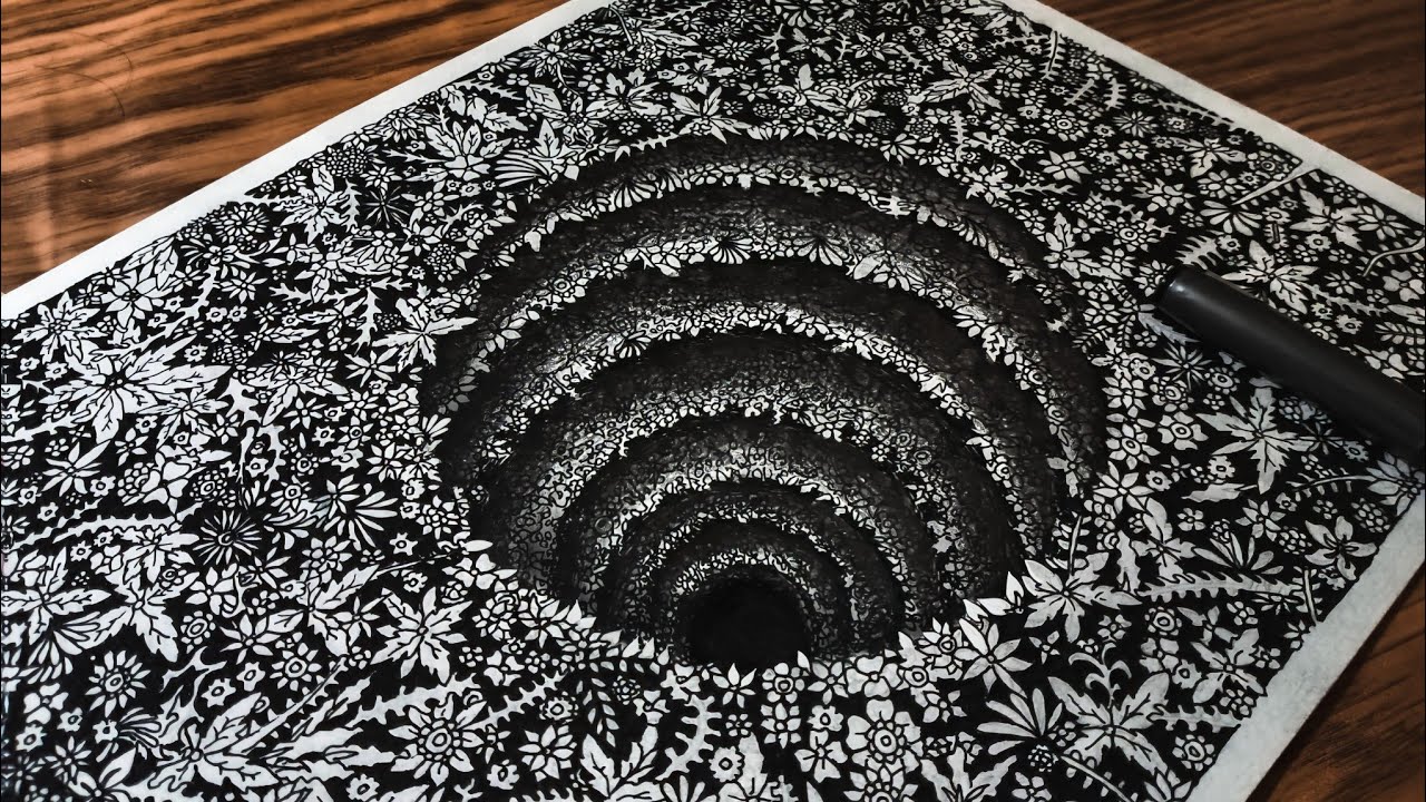 3D Hole with Floral Doodle | Sebby arts - YouTube