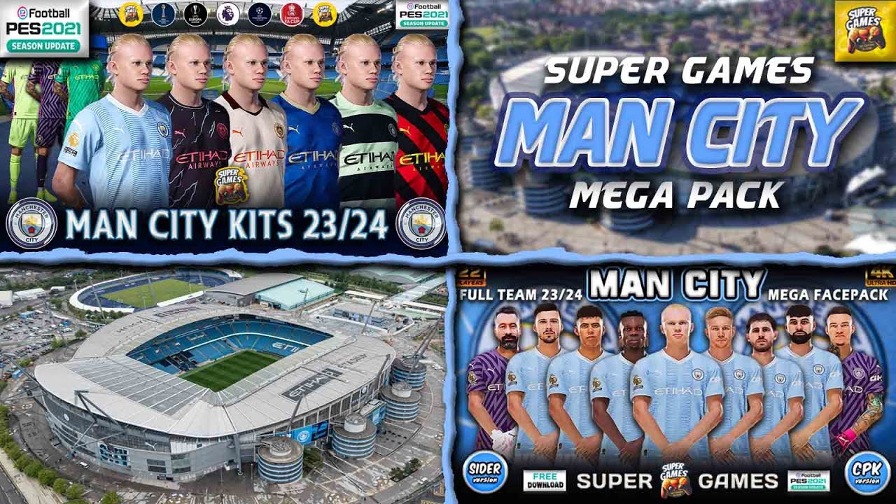 Manchester City Pack ( Full Team Facepack | Etihad Stadium | Kits ) PES ...