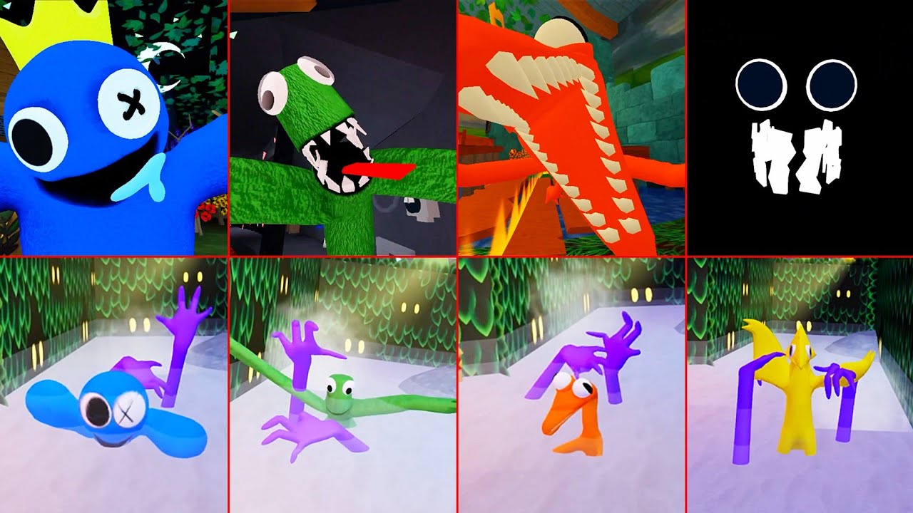 Rainbow friends all jumpscares in purple lair Roblox - YouTube