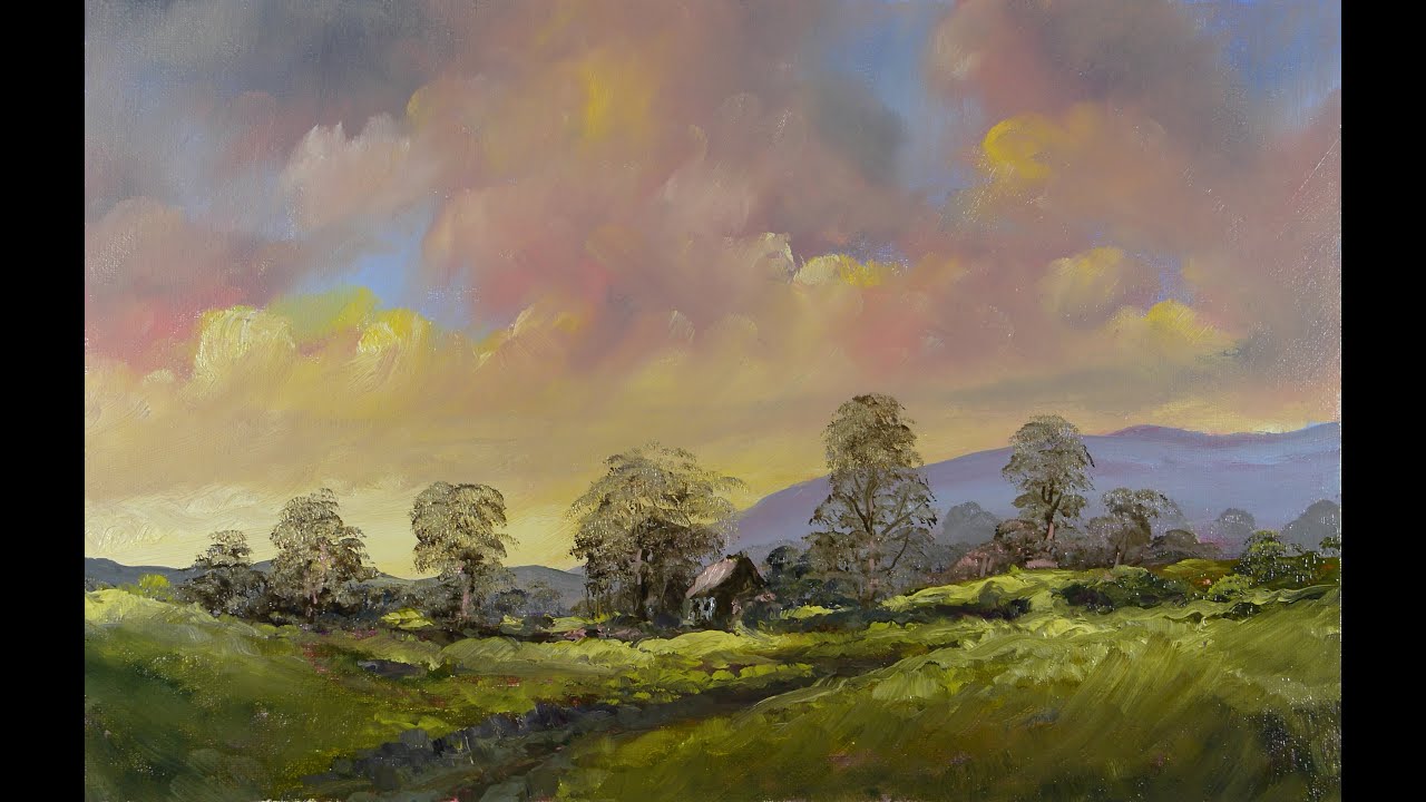 Winter Sunset - Time Lapse Painting - YouTube