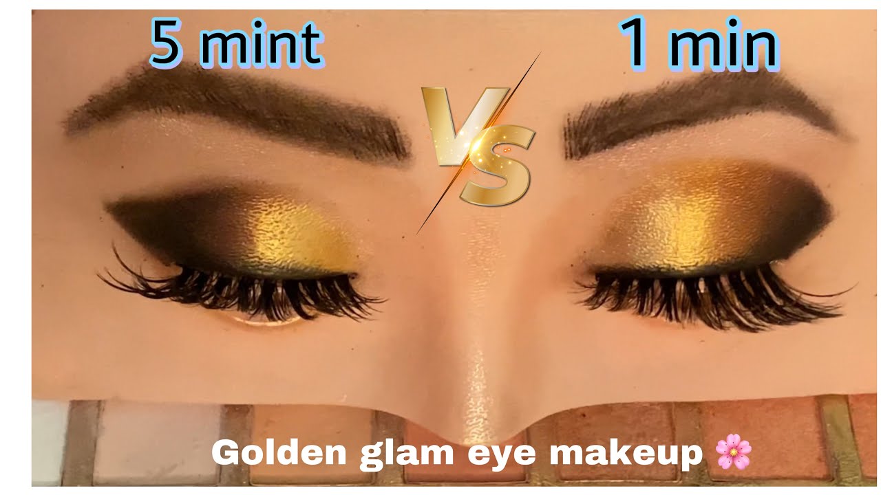 5 min vs 1 min golden glam eye makeup | easy eye makeup tutorial ...