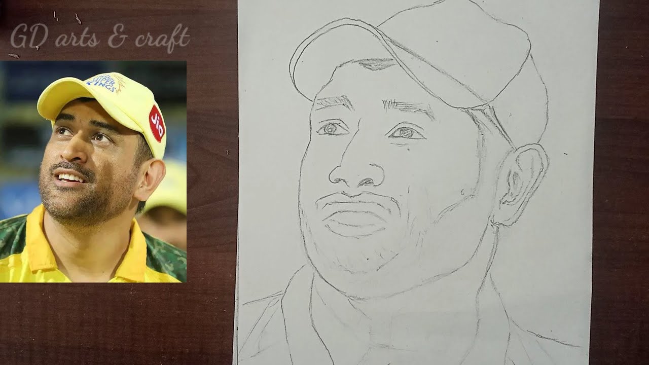 Drawing MS Dhoni 👌🦁🔥💥/part-1 How to draw Ms Dhoni / # shorts/#step by ...
