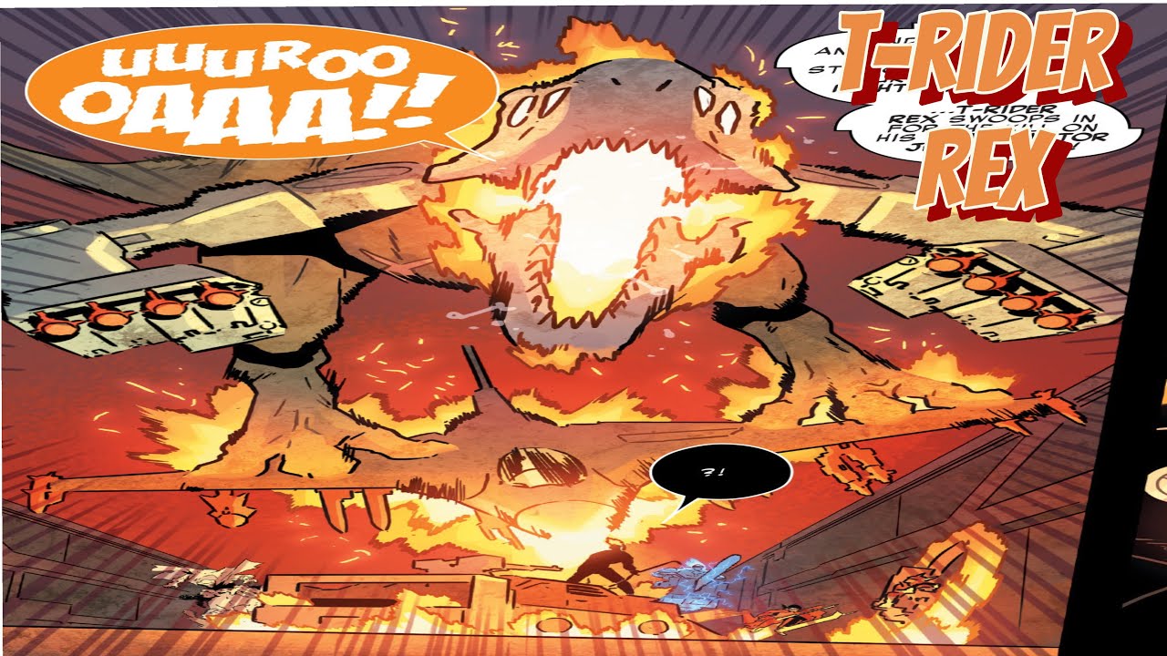 “T-Rider Rex” | Ghost Rider T-Rex With Cyborg Arms And He Rides A Jet ...