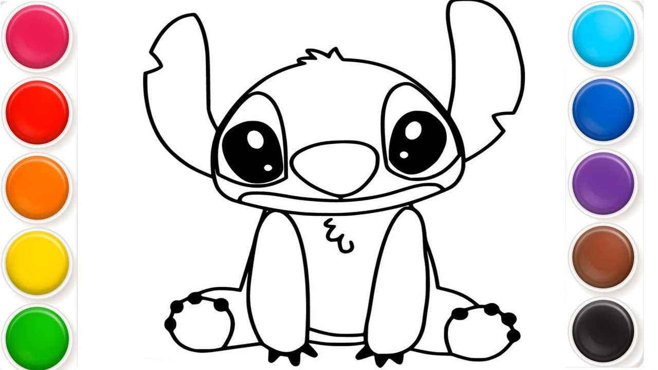 Stitch Drawing, painting, and coloring for kids & toddler | How to draw ...