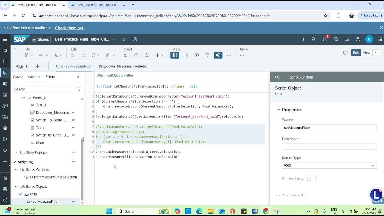 SAC Story Scripting Usage of Script Variable with example - YouTube
