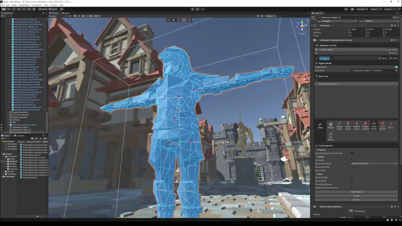 Rigging a character of POLYGON Knights by Synty Studio using UModeler X inside Unity - YouTube