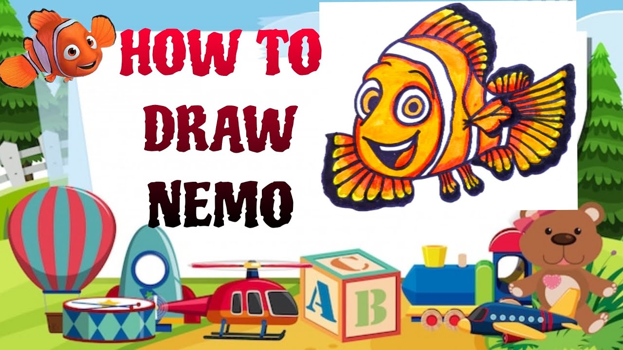 HOW TO DRAW NEMO | EASY CARTOON CHARACTERS DRAWING | FINDING NEMO ...