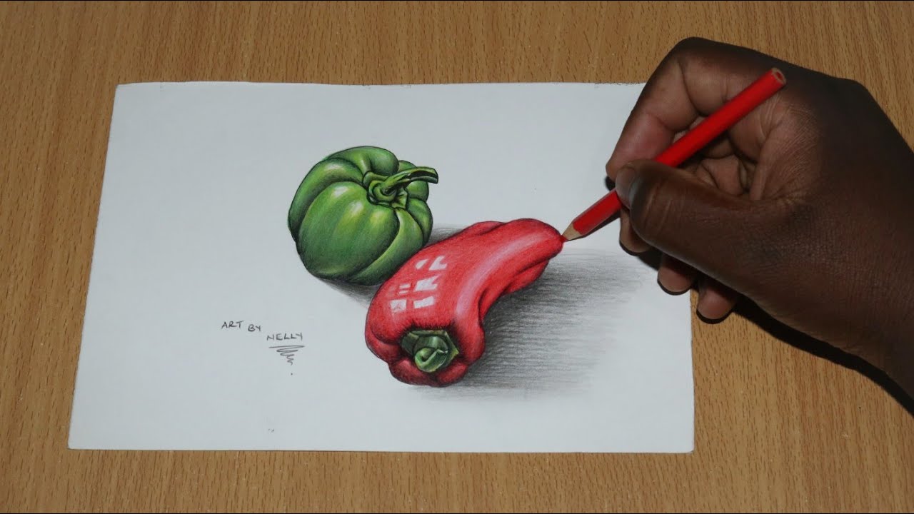 How to draw Bell pepper - Kuchora pili pili Hoho - Green Pepper - YouTube
