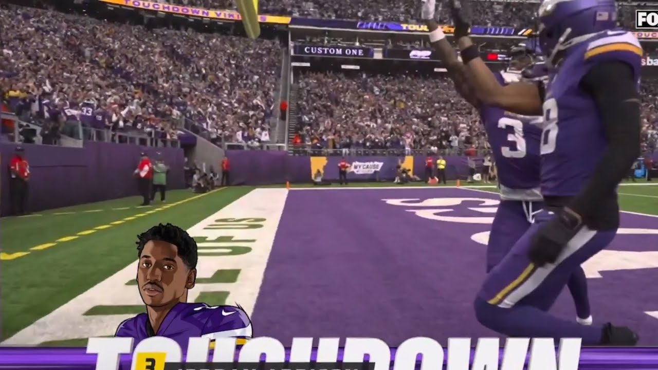 Sam Darnold Throws 49 Yard Touchdown Pass To Jordon Addison vs Falcons ...