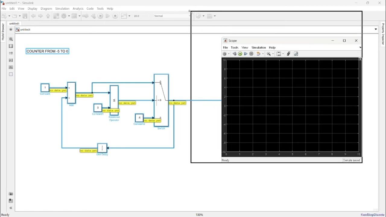 How to design Counter from -5 to 0 || matlab simulink for beginners - YouTube